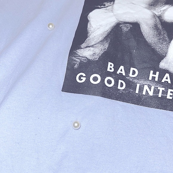 Forever 21 | Tops | Bad Habits Good Intentions Light Blue Pearl Studded ...